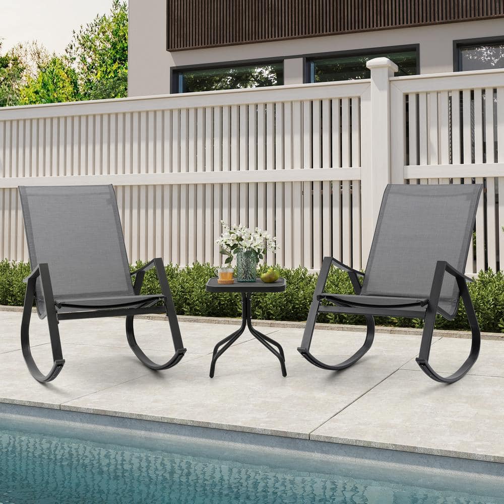Crestlive Products 3-Piece Patio Metal Outdoor Rocking Chairs and 4 ...