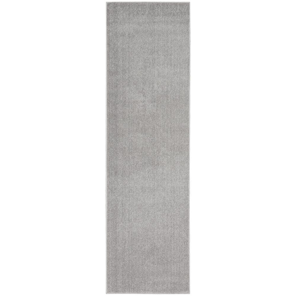 Nourison Essentials 2 ft. x 6 ft. Silver Grey Solid Contemporary Indoor ...