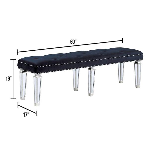 Black velvet bench seat store