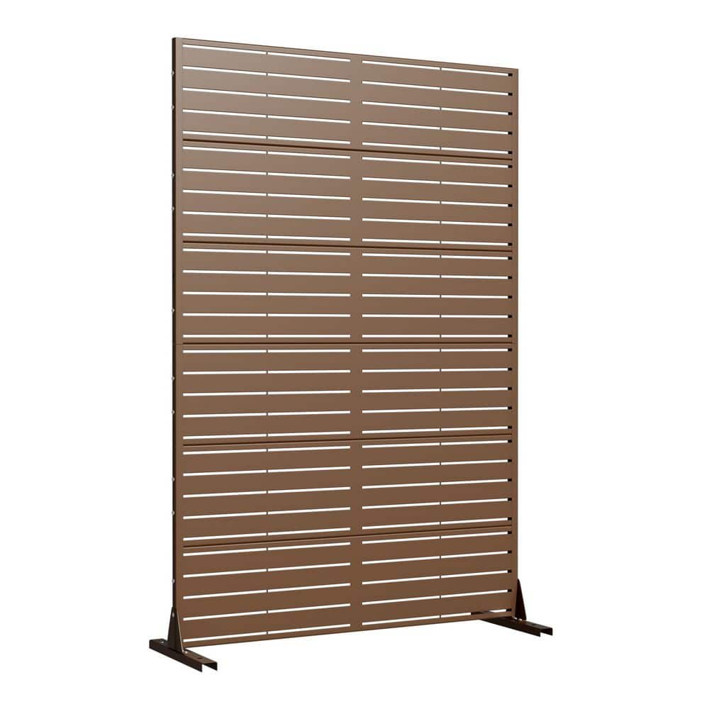 Dovelina 2-Piece 47 in. x 72 in. Brown Textured Metal Garden Screens ...