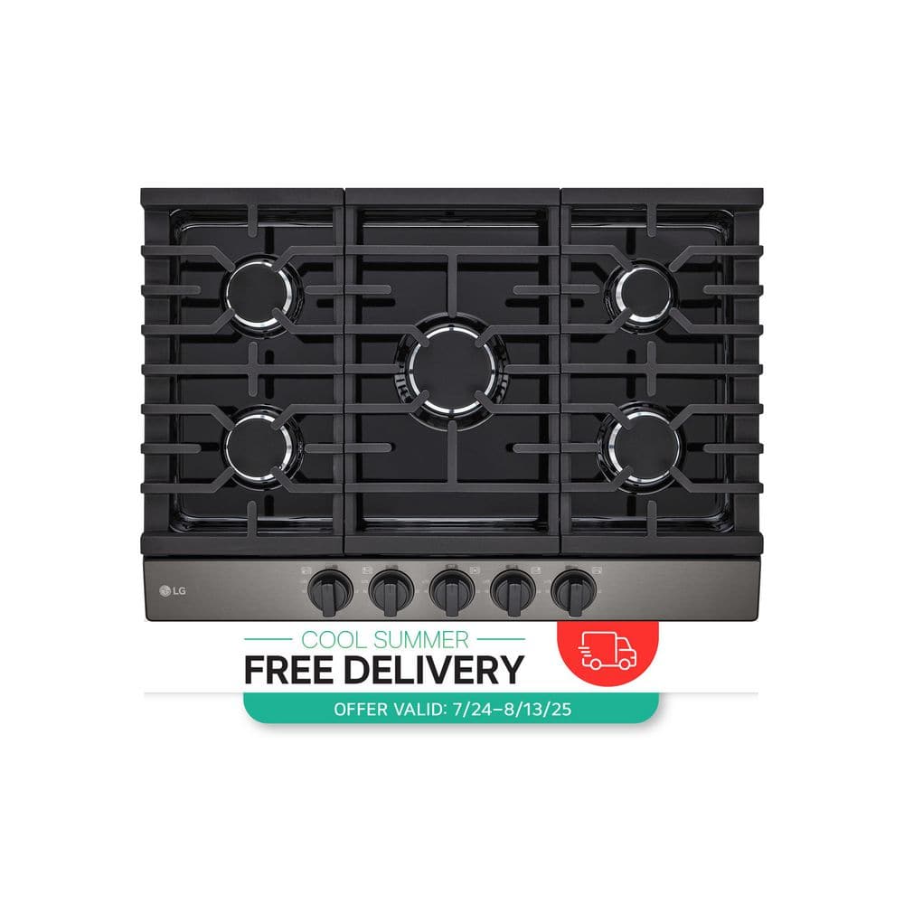 LG 30 in. Gas Cooktop in Black Stainless Steel with 5 Burners and ...