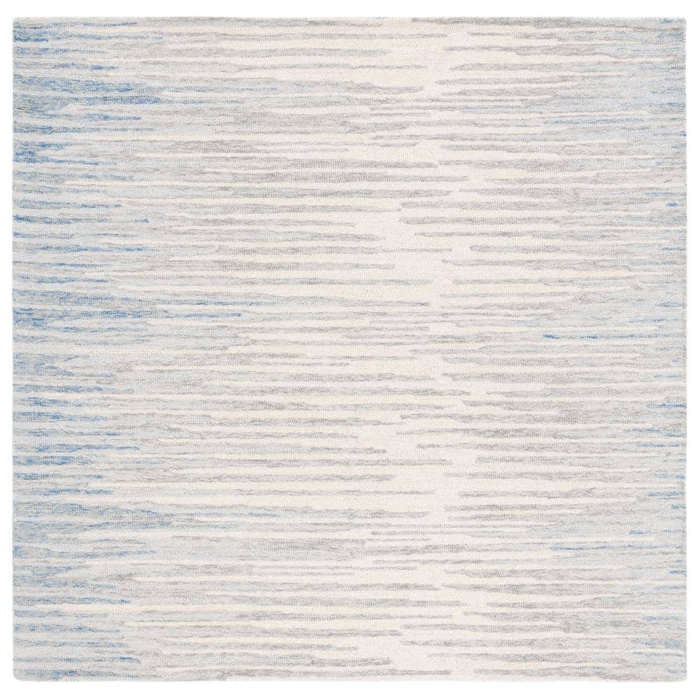 SAFAVIEH Abstract Ivory/Light Blue 6 ft. x 6 ft. Contemporary Striped ...
