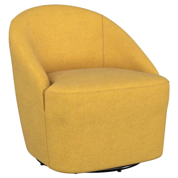 Coaster Leon Mustard Yellow Fabric Accent Barrel Chair with Swivel ...