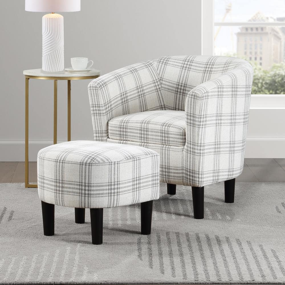 Convenience Concepts Take a Seat Churchill Gray Plaid Accent Chair with ...