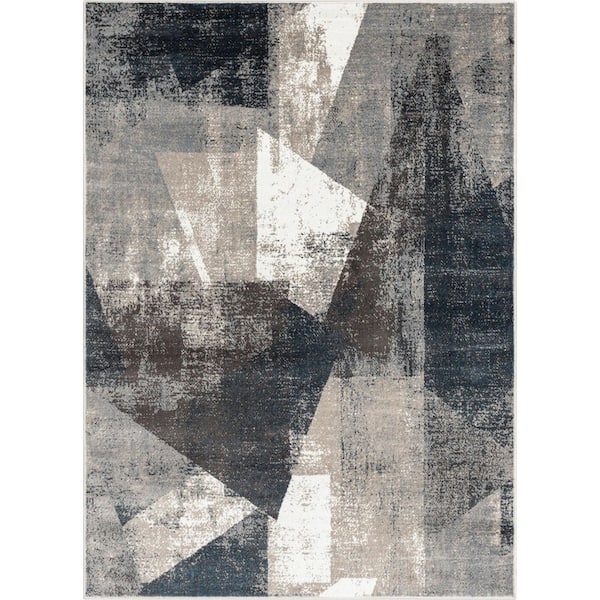Well Woven Verity Kye Grey 3 ft. 11 in. x 5 ft. 3 in. Modern Abstract ...