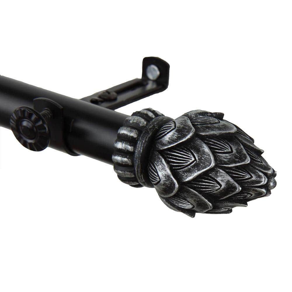 Rod Desyne 66 in. - 120 in. Telescoping Single Curtain Rod Kit in Black ...