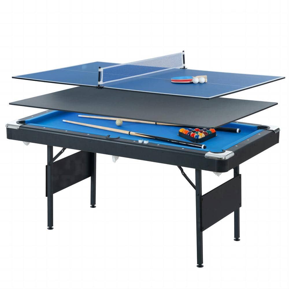 Huluwat 65 in. 3-in-1 Billiards Table Table Tennis Family Game Table ...