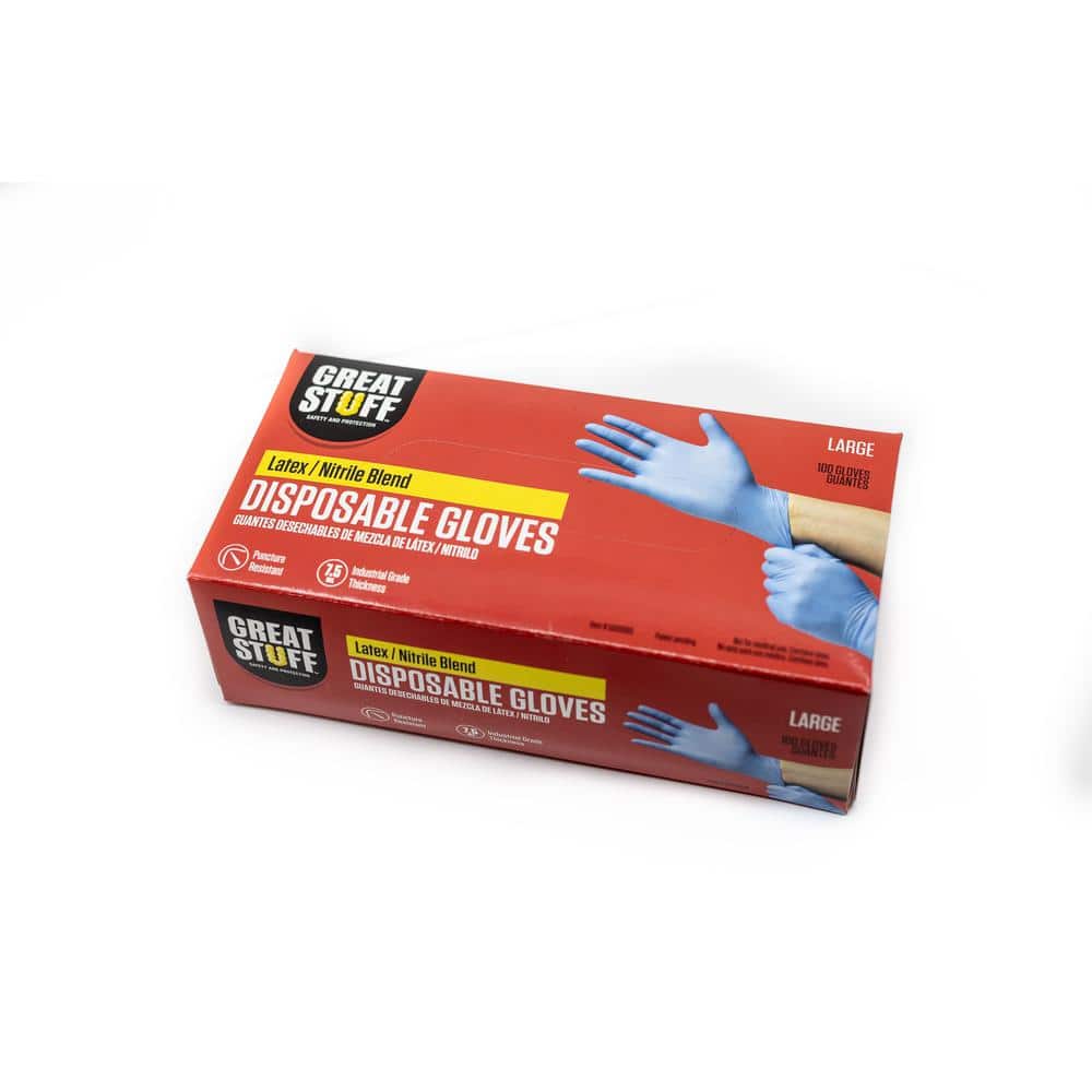 GREAT STUFF Disposable Large Latex Gloves in Blue (100-Pack) N/A - The ...