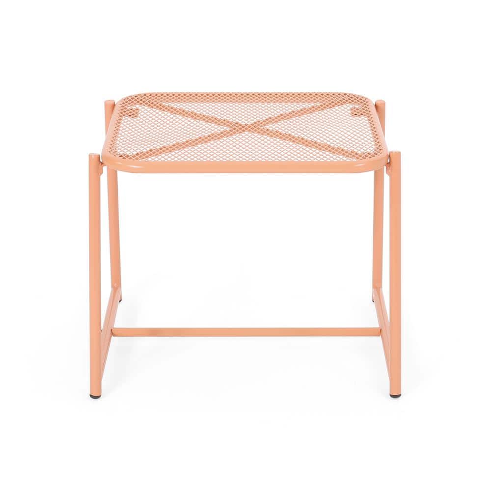 Zeus & Ruta 16.25 in. H Orange Rectangle Metal Outdoor Patio Side Table ...
