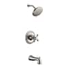 ANZZI Mesto Series 1-Handle 2-Spray Tub and Shower Faucet in Brushed ...