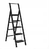 WELLFOR 5-Step 10 ft. Reach Folding Steel Step Stool, 600 lbs. Load ...