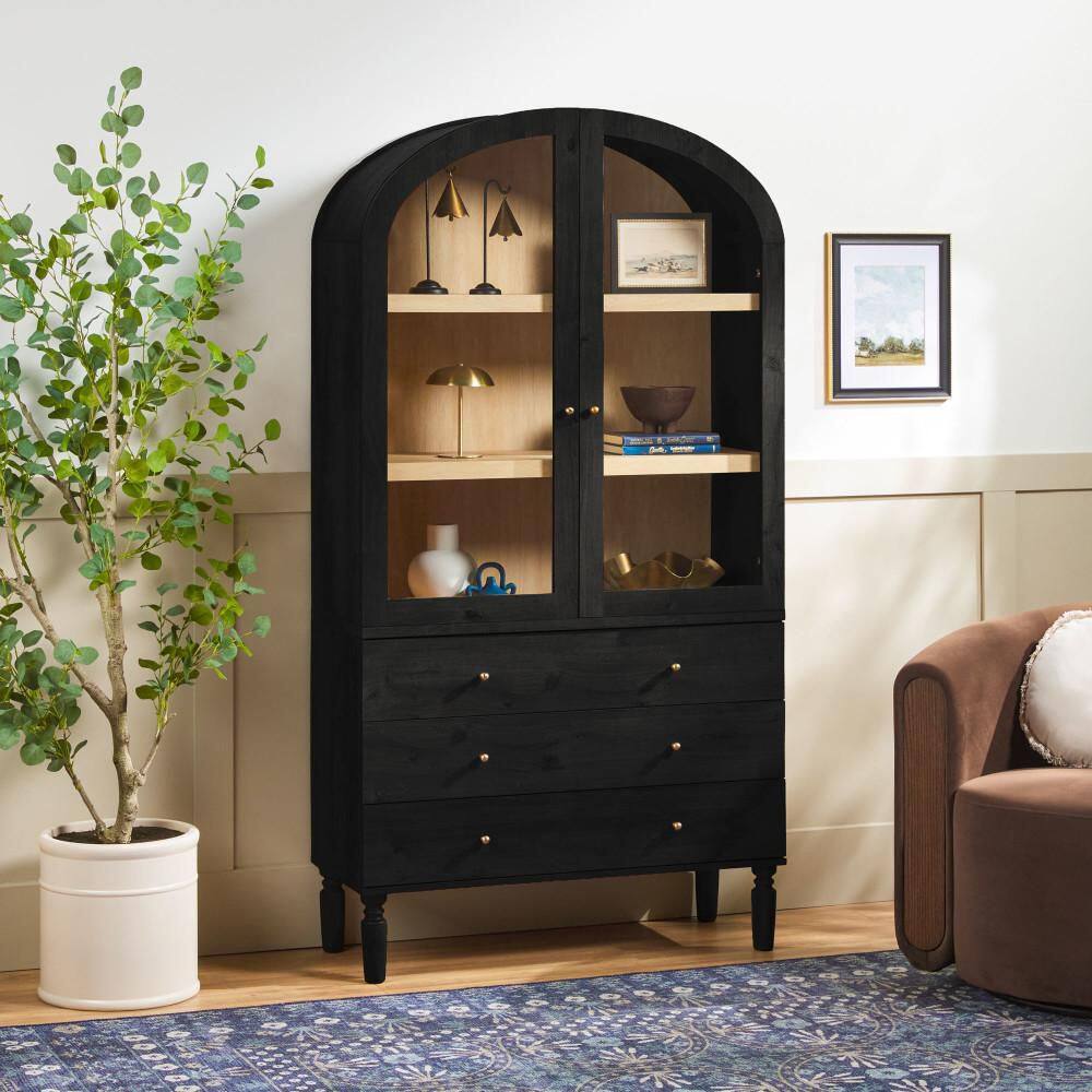 Walker Edison Furniture Company Darci 74 in. Tall Black Modern MDF 3 ...