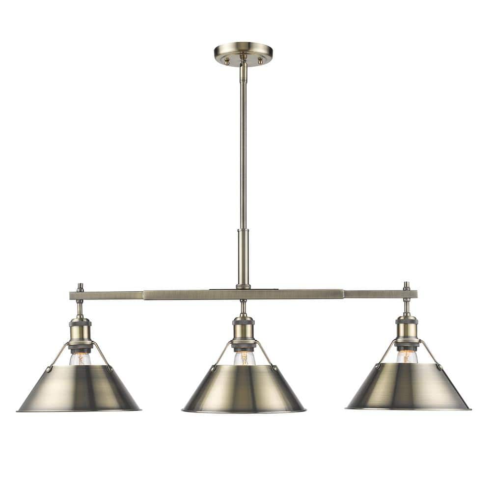 Golden Lighting Orwell AB 3-Light Aged Brass Pendant with Aged Brass ...