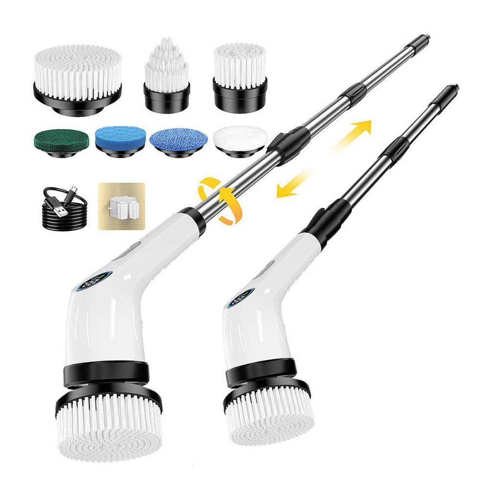 Starrybot Cordless Electric Spin Scrubber w 7 Brush Heads, 3 Extension Rods, 2 Speeds, IPX7 ...