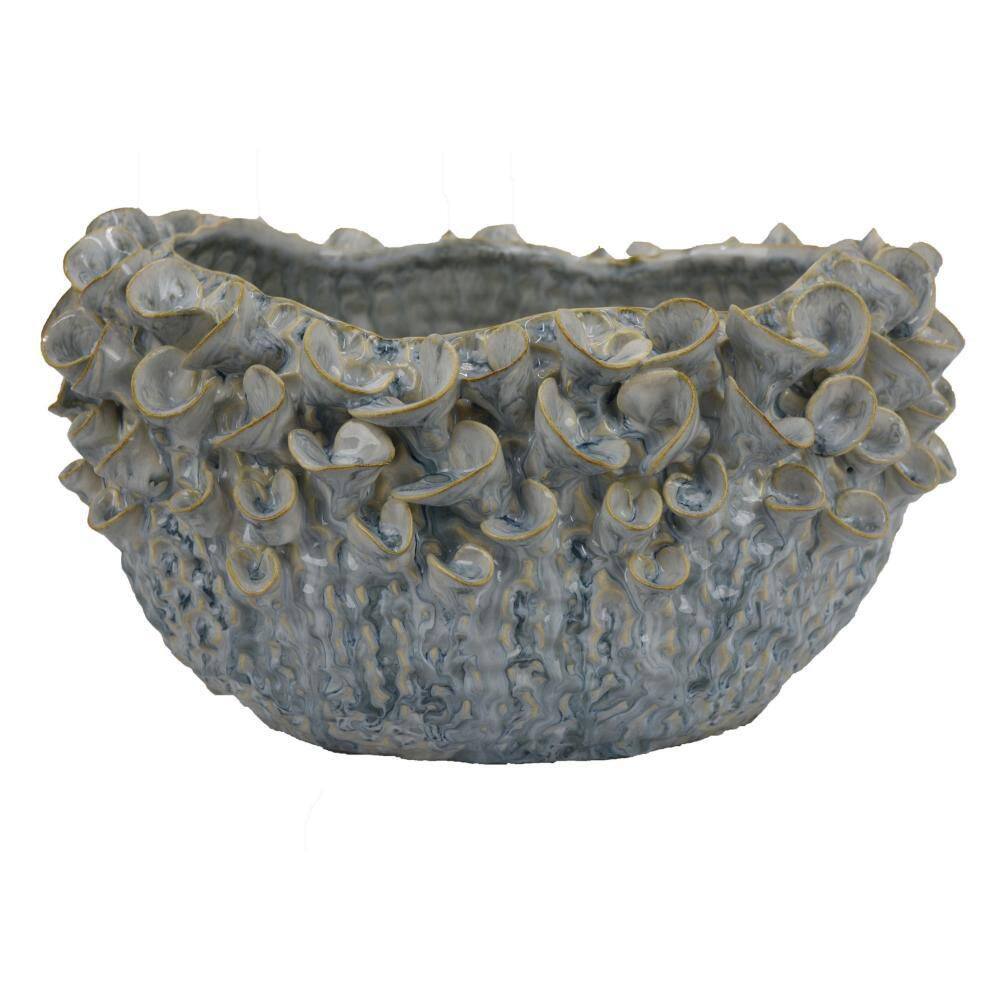Benjara Nina Light Blue and Gray Round Ceramic 10.75 in. Decorative ...