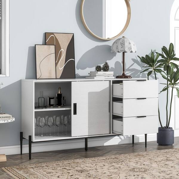 Otryad White Entryway Console Table Kitchen Buffet Cabinet for ...