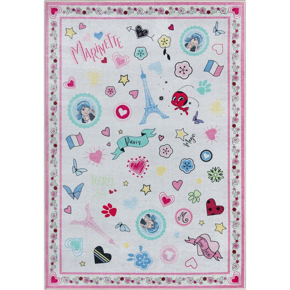 Well Woven Miraculous Ladybug Rose Border Multi 5 ft. x 7 ft. Area Rug ...