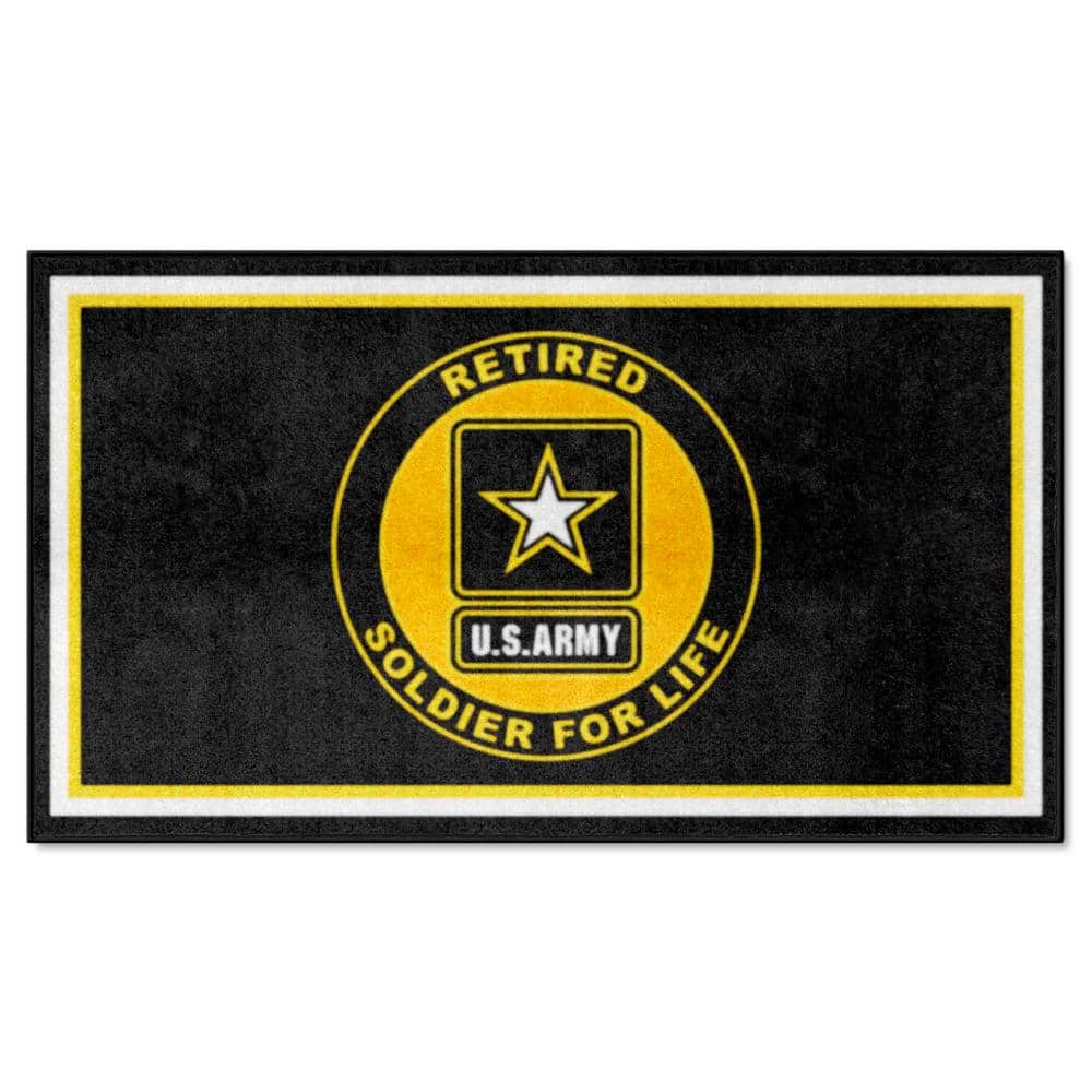 FANMATS U.S. Army Black 3 X 5 ft. Tufted Solid Nylon Rectangle Indoor ...