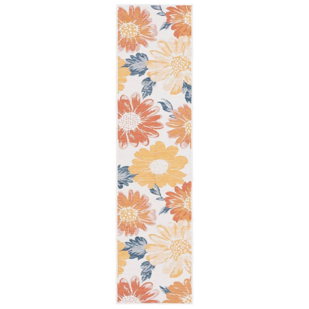 SAFAVIEH Sunrise Ivory/Rust Gold 2 ft. x 8 ft. Oversized Floral ...