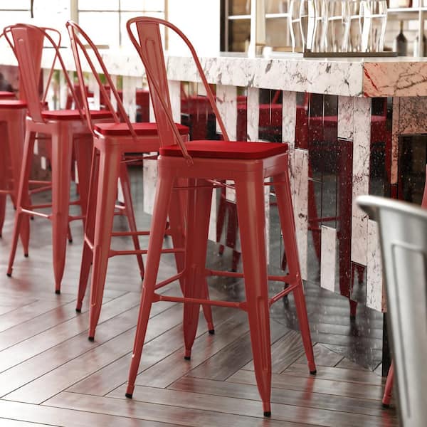 Carnegy Avenue 30 in. Red/Red Metal Outdoor Bar Stool CGA-CH-515808-RE ...