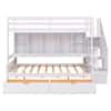 Angel Sar White Wood Twin XL Over Full Bunk Bed with Built-in Storage ...