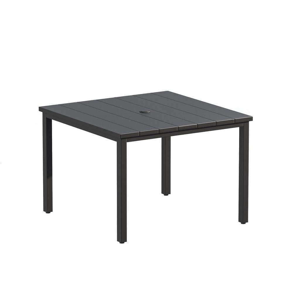 vicllax 40.2 in. Black Square Metal Outdoor Dining Table, All Weather ...