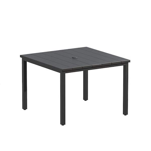 vicllax 40.2 in. Black Square Metal Outdoor Dining Table, All Weather ...