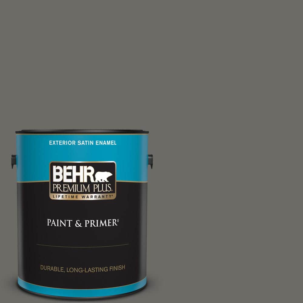 BEHR PREMIUM PLUS 1 gal. #PPU18-18 Mined Coal Satin Enamel Exterior ...