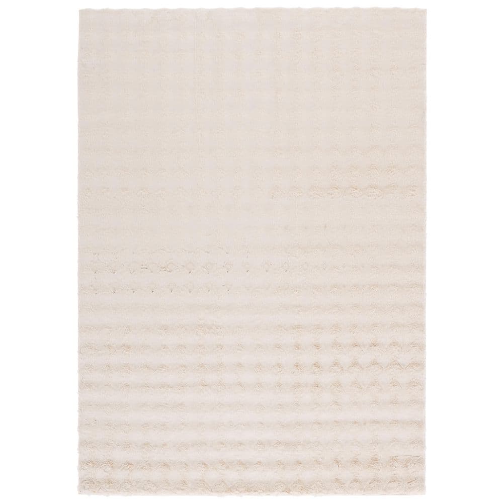 SAFAVIEH Faux Rabbit Bubble Beige 2 ft. x 3 ft. Machine Washable Solid ...