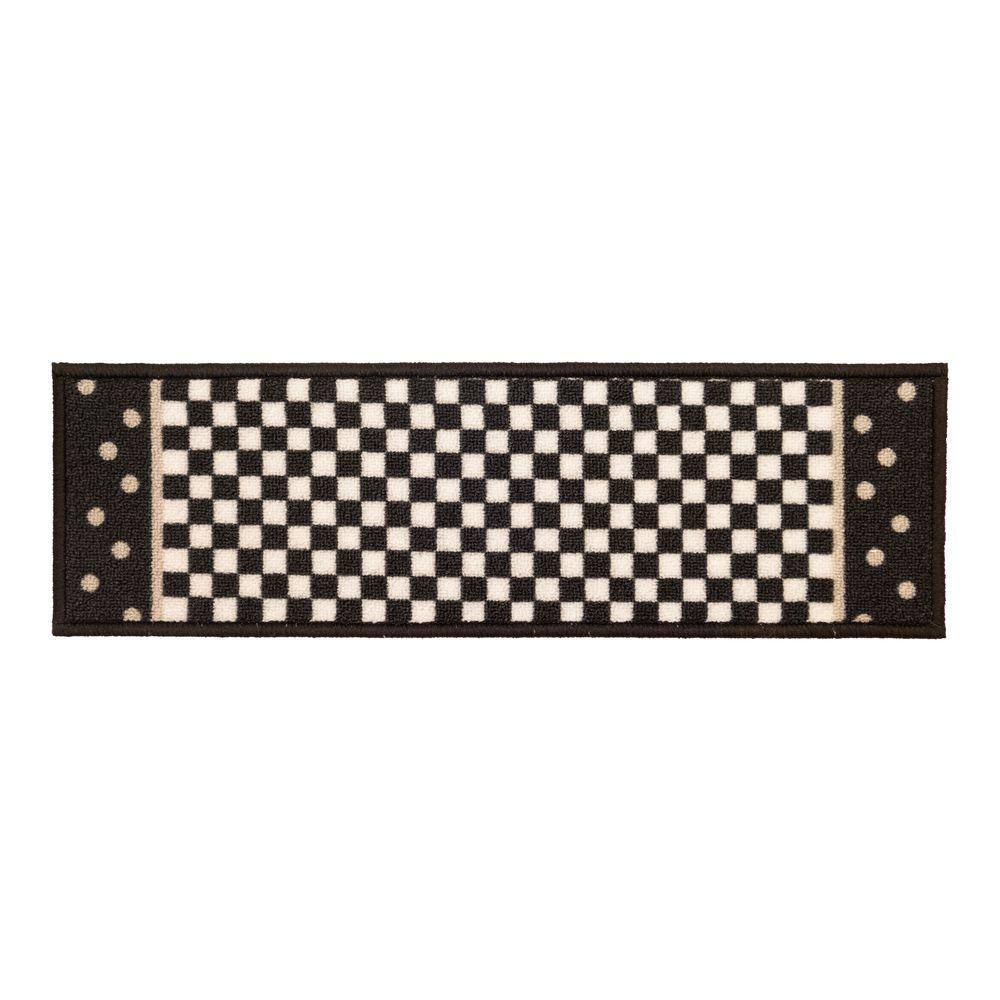 RugStylesOnline Custom Size Checkered Design Black 10 in. x 26 in ...