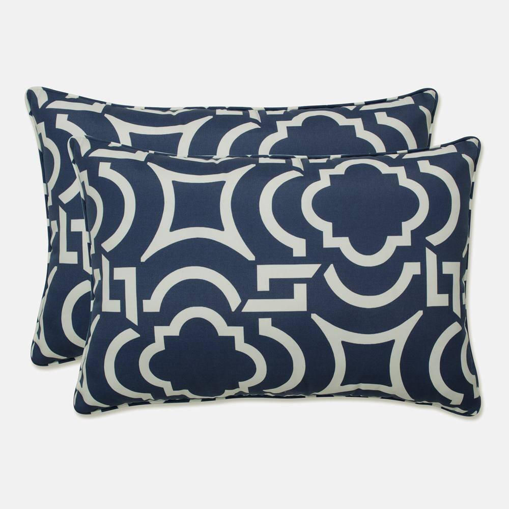 Pillow Perfect Blue Rectangular Outdoor Lumbar Throw Pillow 2-Pack ...