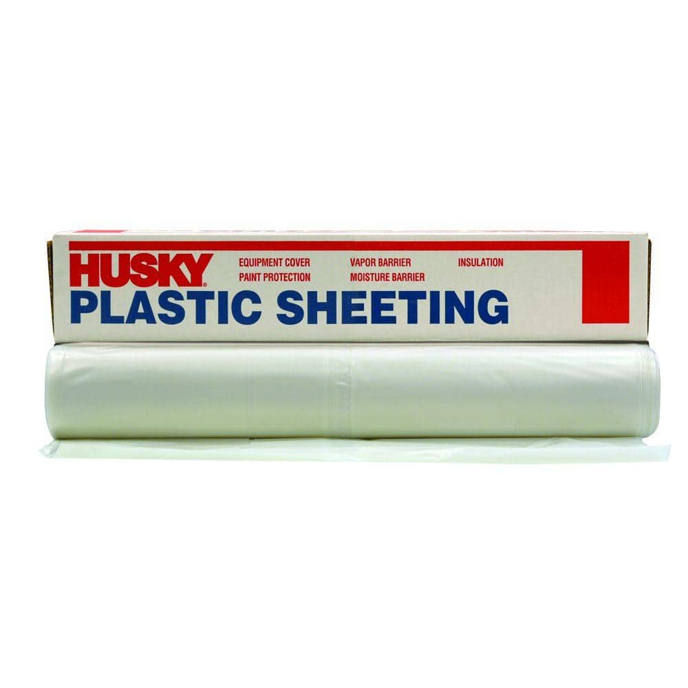 Husky 8 ft. 4 in. x 100 ft. Clear 3 mil Plastic Sheeting CF03083C - The ...