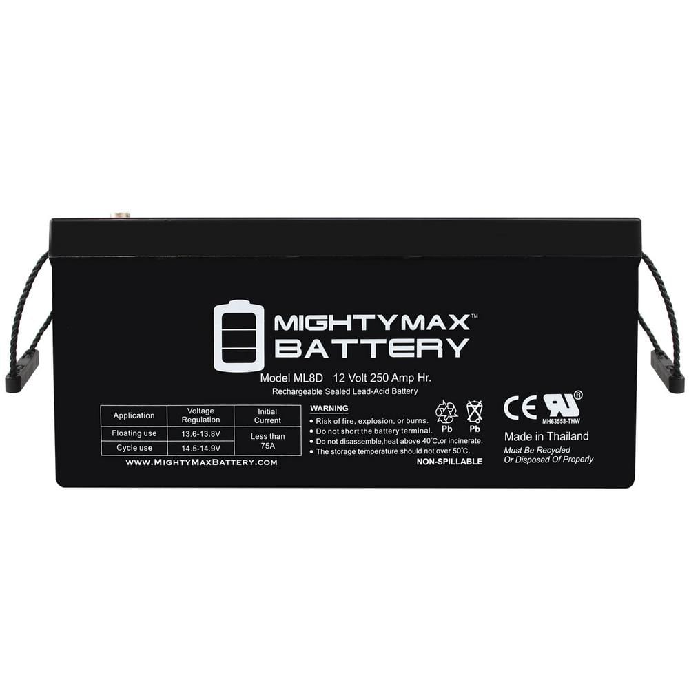 Mighty Max Battery 12v 250ah Sla Battery Replaces Lifeline 12v 255ah Gpl 8dl 8 Pack Max3892237