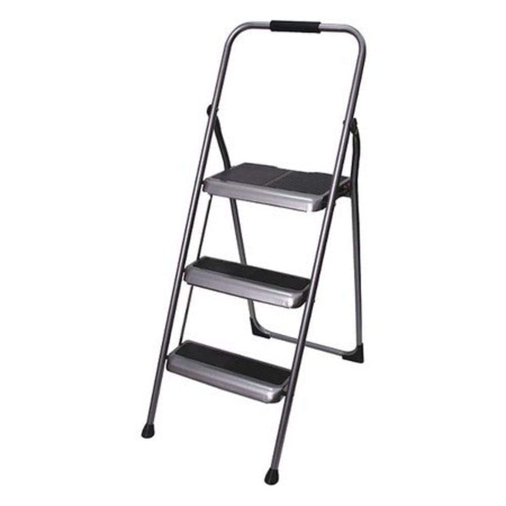 WERNER 3-Step Steel Step Stool Ladder, 250 lbs. Load Capacity Type I ...