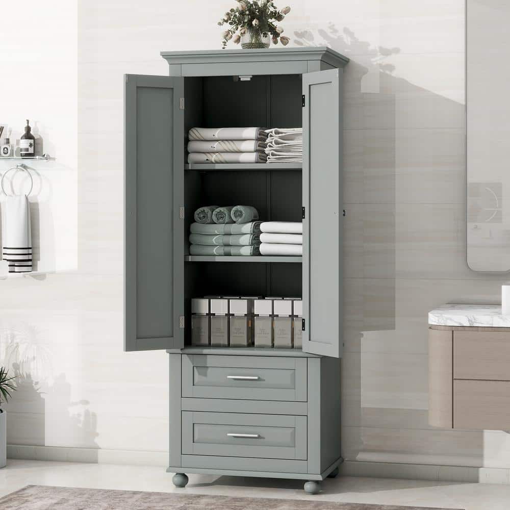 grossag 24 in. W x 15.7 in. D x 62.5 in. H Gray Freestanding Linen ...