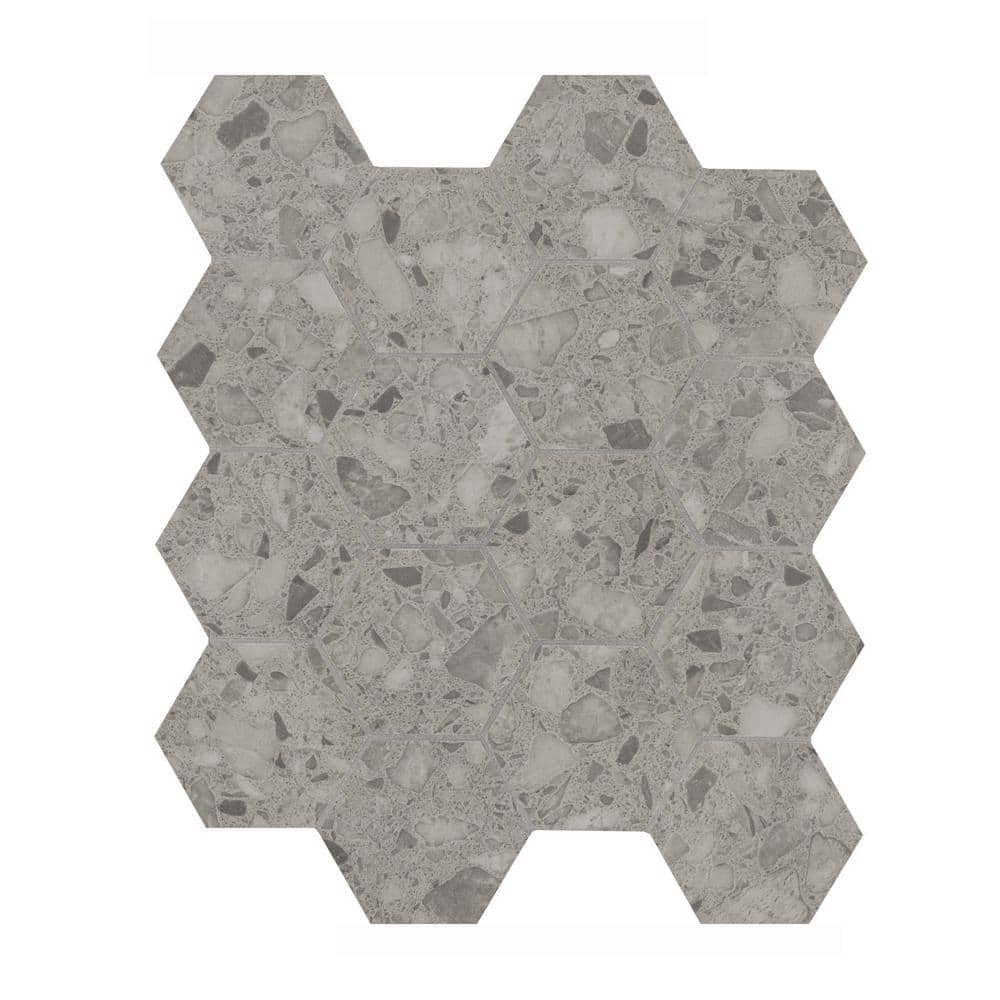 MSI Smoky Terrazzo 12 in. x 12 in. Matte Porcelain Mesh-Mounted Mosaic ...