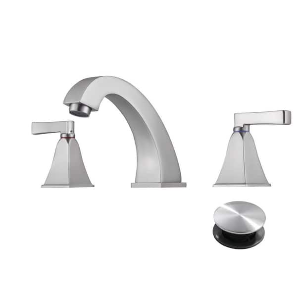 ALEASHA 8 in. Widespread Double Handle High Arc Bathroom Faucet with ...