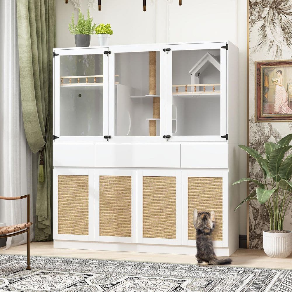 FUFU&GAGA 2-in-1 Storage Cabinet and Cat Litter Box Enclosure Cat Bed ...