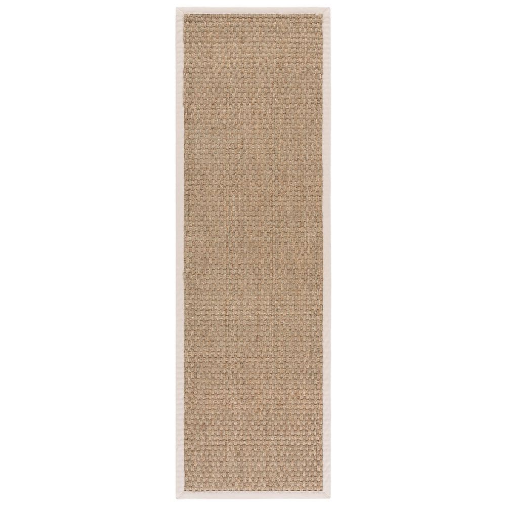 SAFAVIEH Natural Fiber Natural/Ivory 3 ft. x 8 ft. Border Woven Runner ...