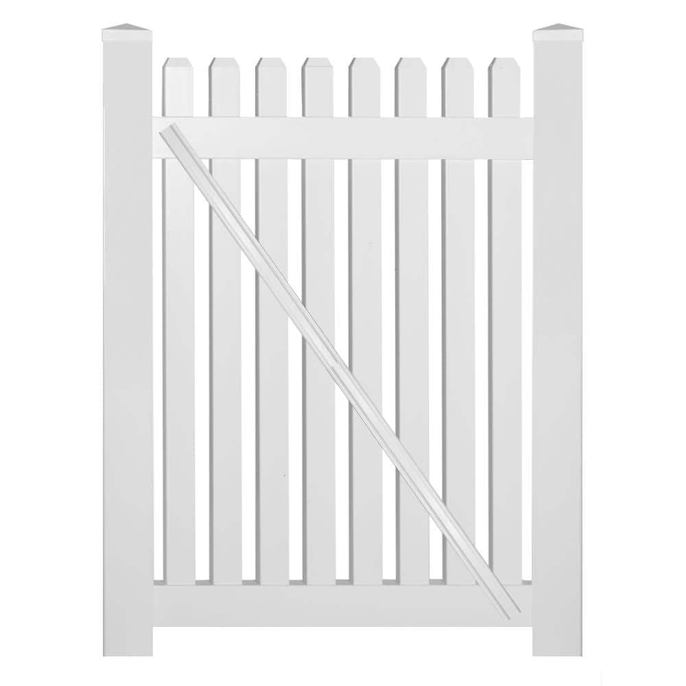 Weatherables Provincetown 5 ft. W x 4 ft. H White Vinyl Picket Fence ...