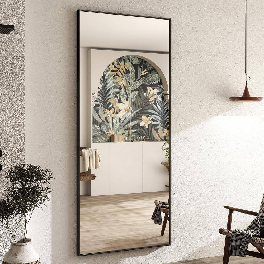 GLSLAND 26 in. W x 71 in. H Rectangular Aluminum Alloy Framed Black ...