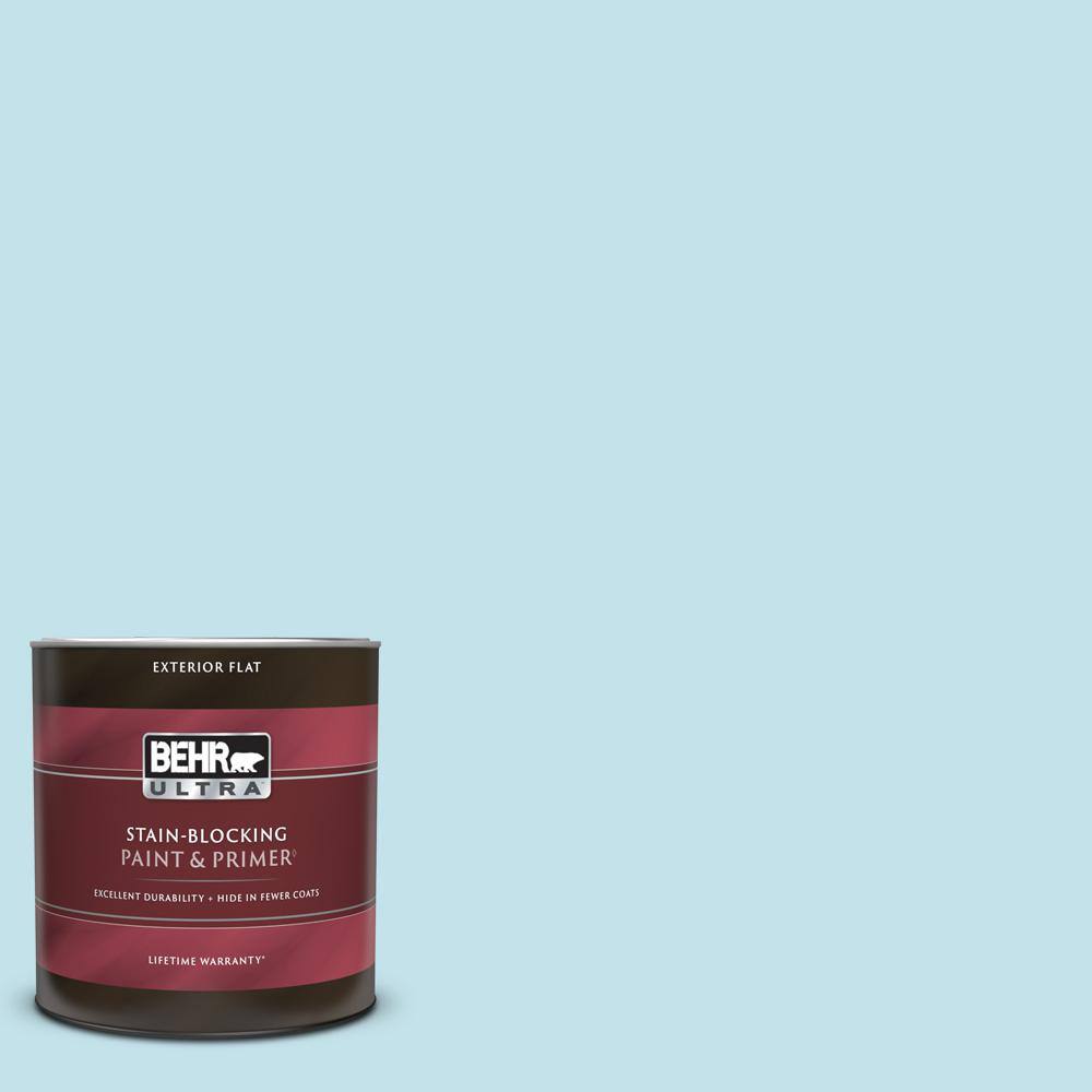 BEHR ULTRA 1 qt. #540C-2 Serene Sky Flat Exterior Paint & Primer 485004 ...
