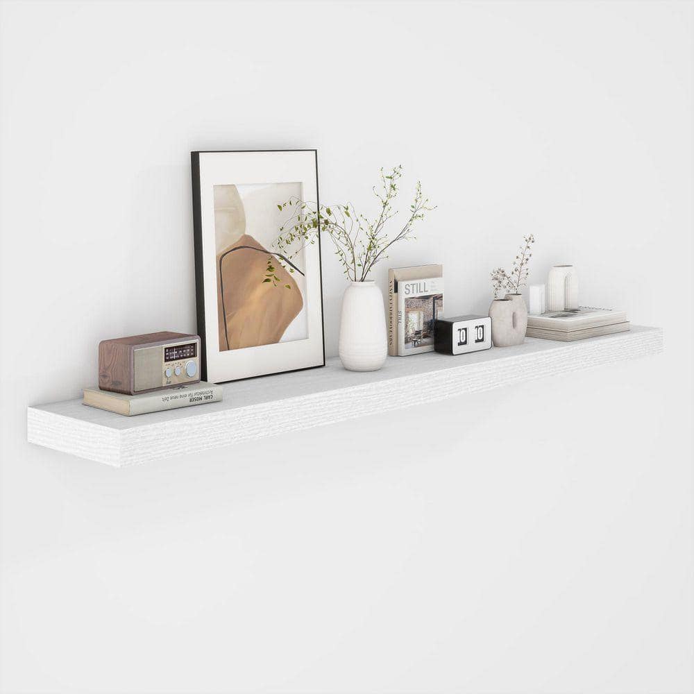 48 in. W x 8 in. D Rustic White Floating Decorative Wall Shelf TG-D6 ...