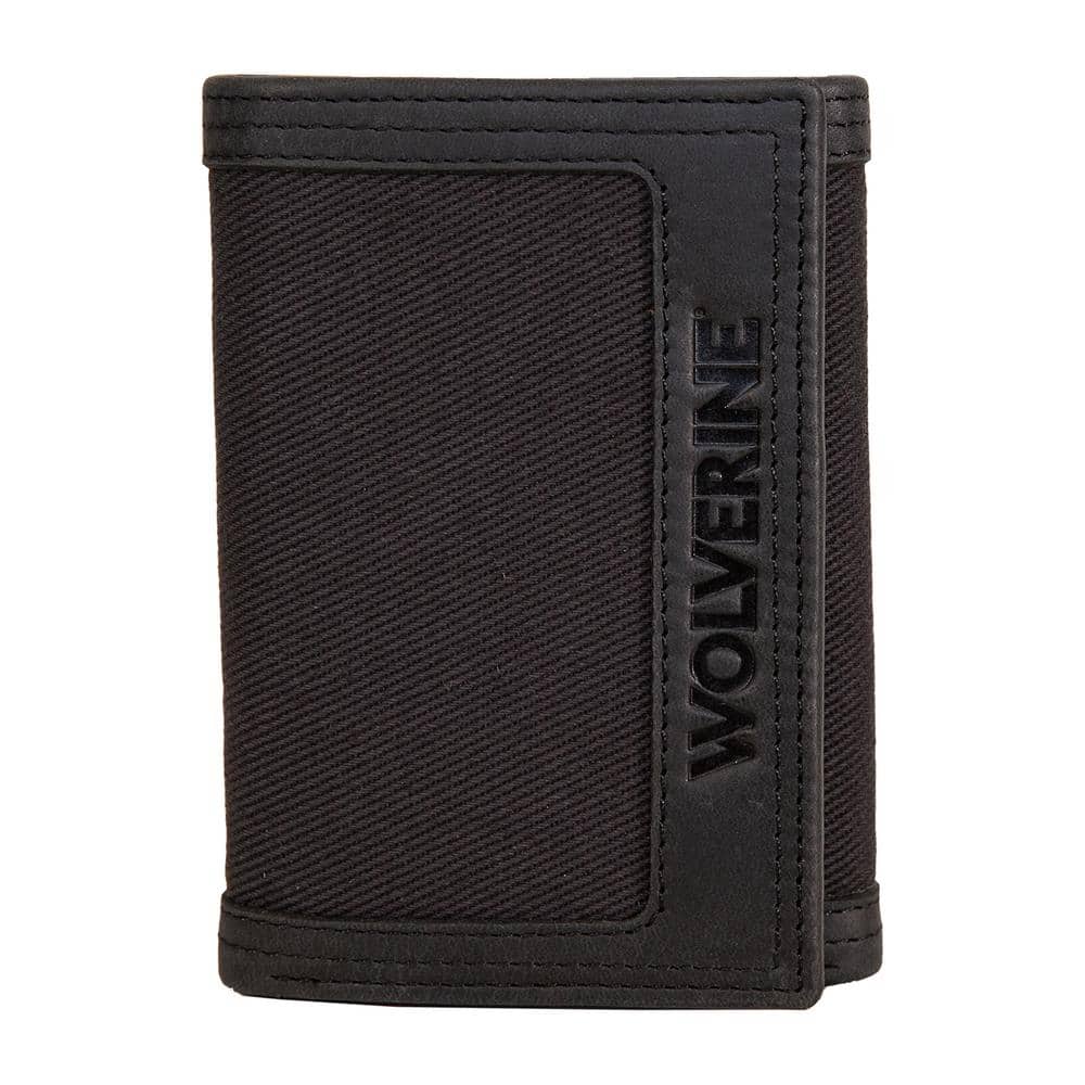 Wolverine Oil Tan Leather and Canvas Trifold Wallet in Black/Grey WV61 ...