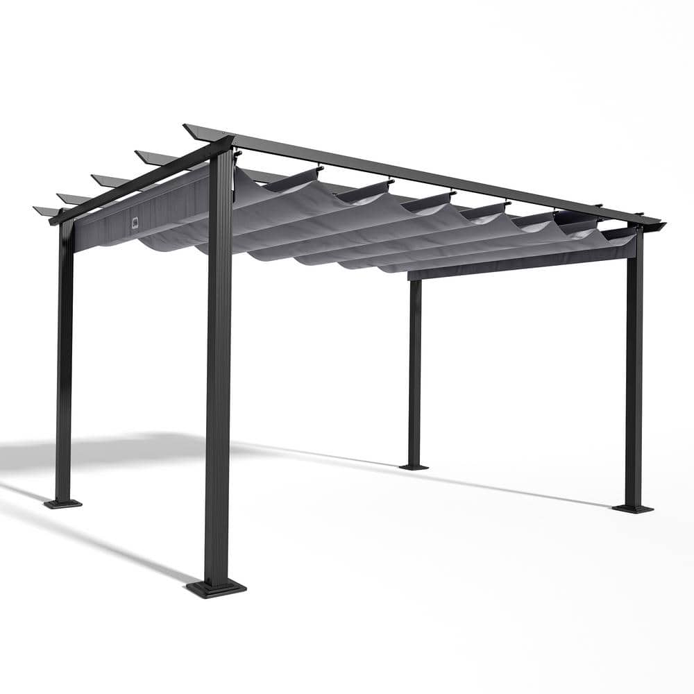 EGEIROSLIFE 10 ft. x 13 ft. Aluminum Outdoor Pergola with Gray ...