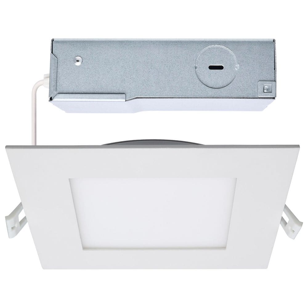 SATCO 6 in. square Edge-lit White Adjustable CCT Canless Direct Wire ...