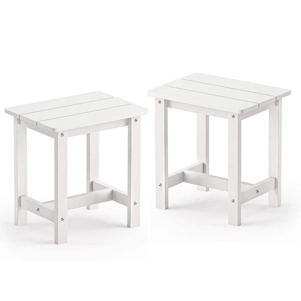 Rectangular Plastic Outdoor Side Table, White, Set of 2 L0DNSQQW6B ...