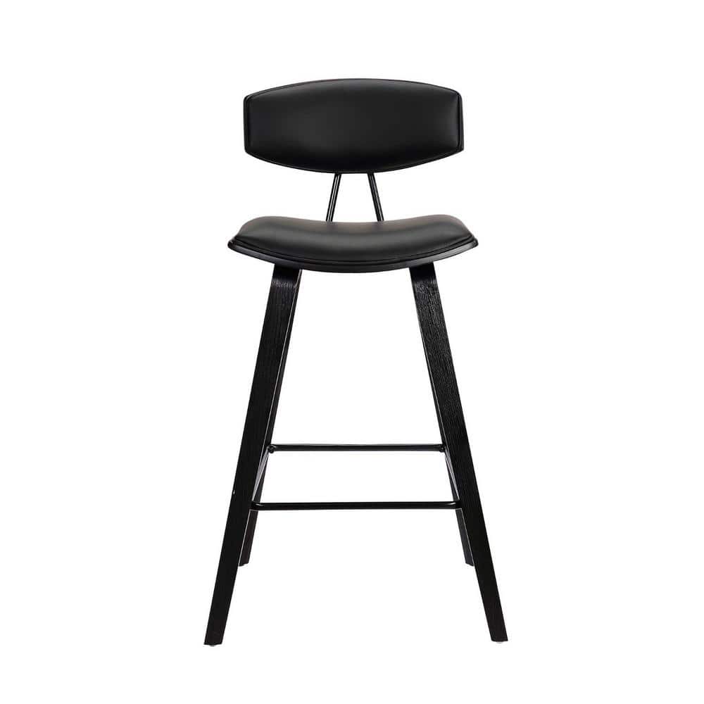 HomeRoots 36 in. Black Iron Low Back Counter Height Bar Chair with ...