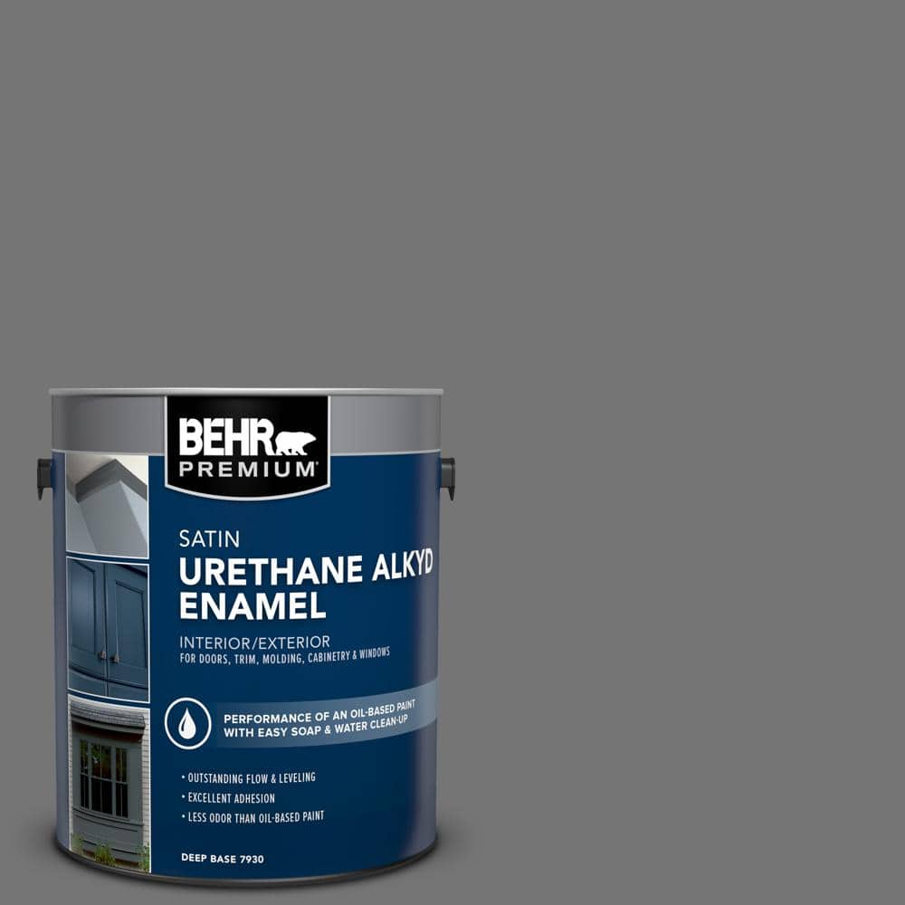 BEHR PREMIUM 1 gal. #N520-5 Iron Mountain Urethane Alkyd Satin Enamel ...