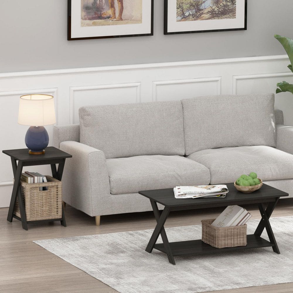 Furinno MODERN 19.69 in. Black Espresso Rectangle Wood Coffee Table ...